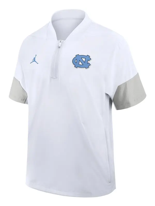 JORDAN North Carolina Sideline Coach College 1/2-zip Short-sleeve Hooded Jacket - White