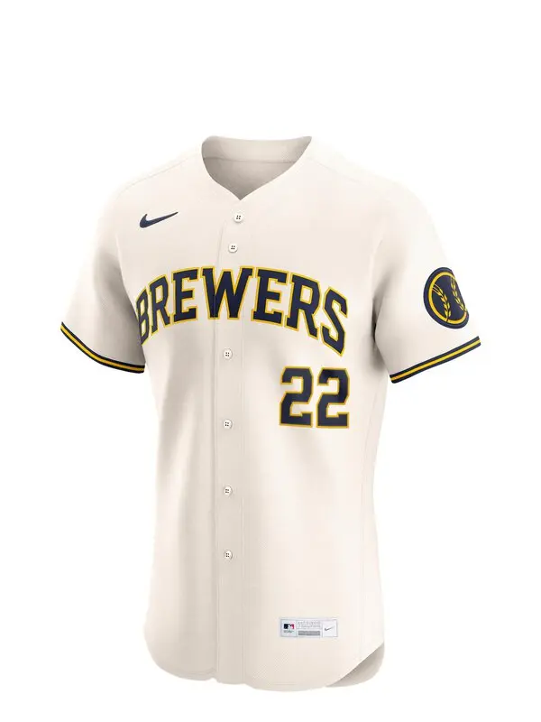 Nike Christian Yelich Milwaukee Brewers Dri-fit Adv Mlb Elite Jersey - Brown