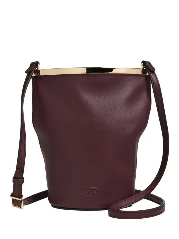 TOD'S Mini Leather Bucket Bag - Kraft Chiaro