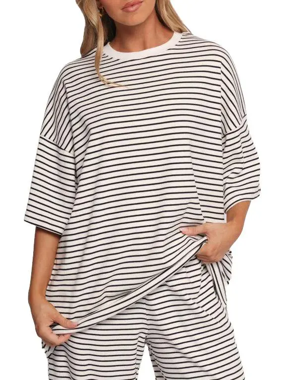 PETAL & PUP Wilda Oversized T-shirt - White Black Stripe
