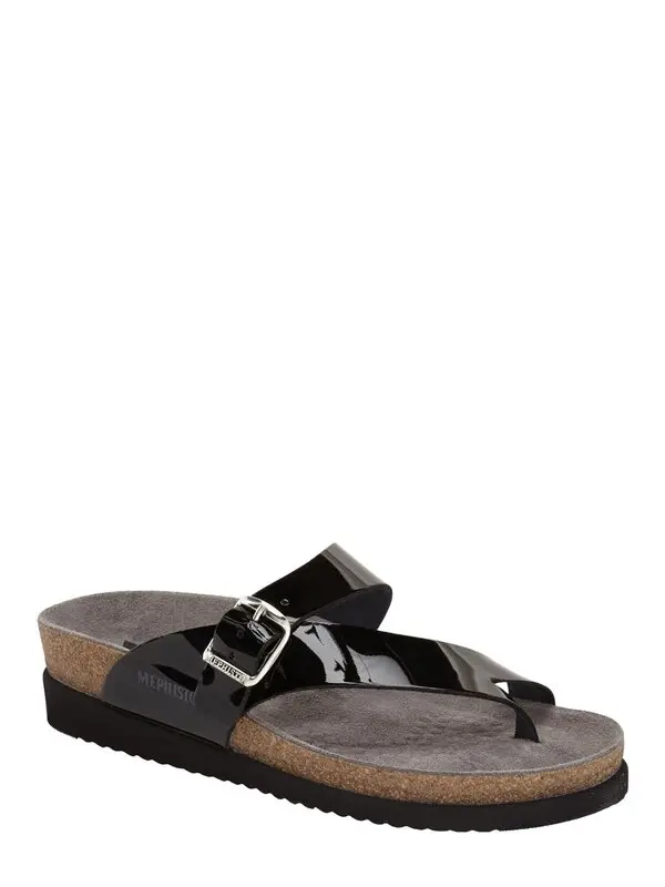 Mephisto Toe Loop Sandal - Black Patent