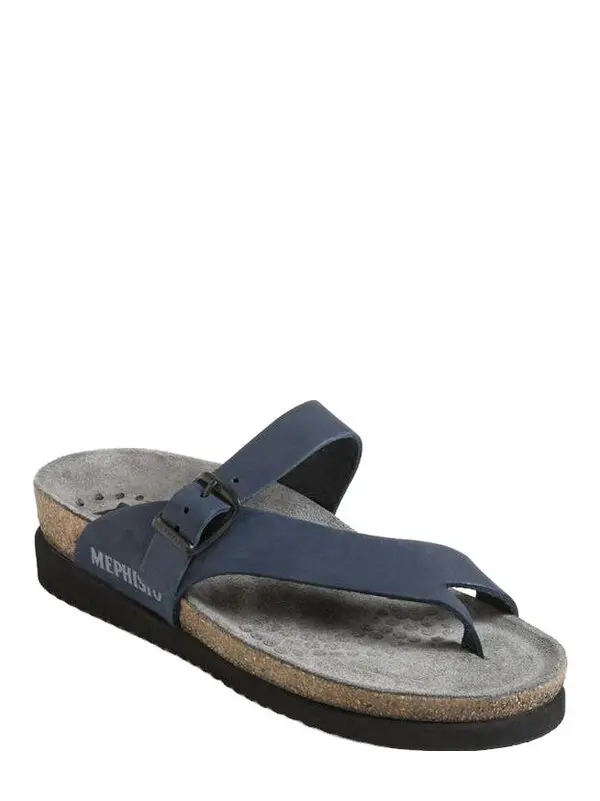 Mephisto Toe Loop Sandal - Navy Nubuck
