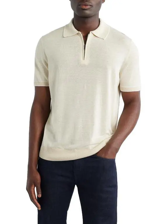 BOSS Jiovanotto Quarter Zip Polo - Open White