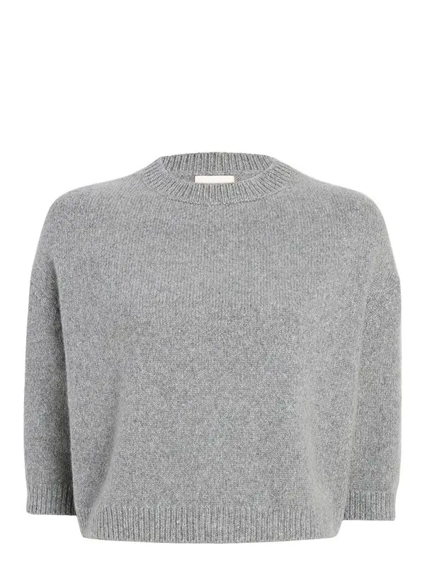 Khaite Sabina Cashmere Elbow-sleeve Sweater - Fog