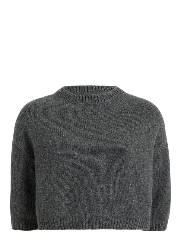 Khaite Sabina Cashmere Elbow-sleeve Sweater - Stone