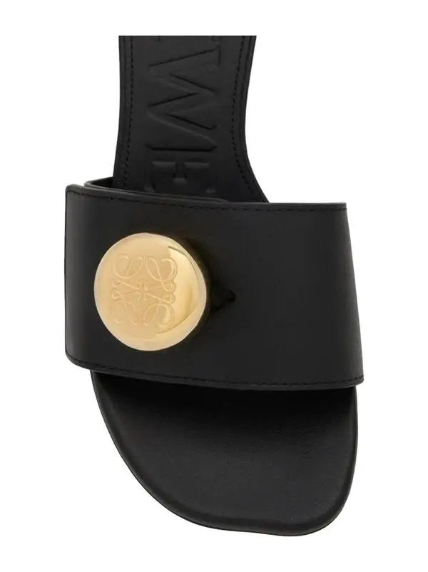 Loewe Pebble Leather Slide Sandals - Black