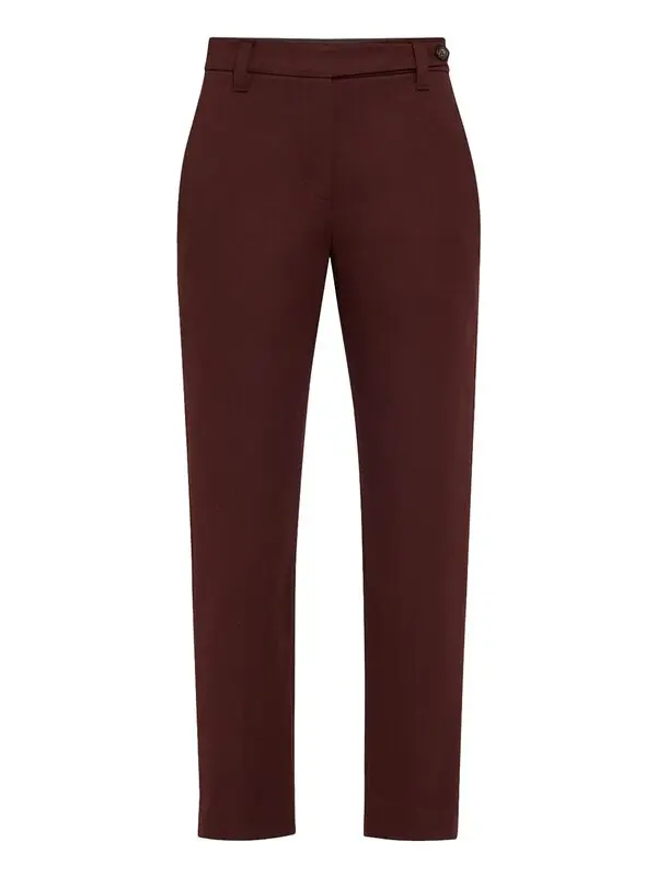 Brunello Cucinelli Cotton Twill Slim-leg Ankle Pants - Bordeaux