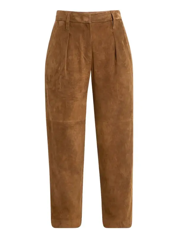 Brunello Cucinelli Cropped Suede Trousers - C7495 Sesame
