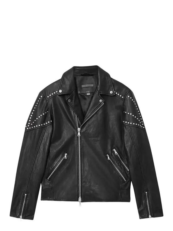 John Varvatos Daniel Studded Leather Biker Jacket - Black