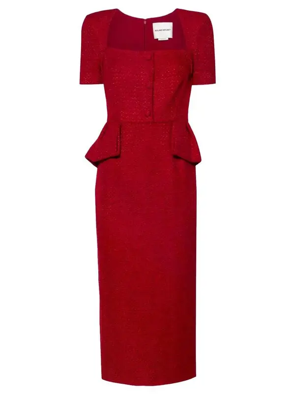 Roland Mouret Bouclé Midi Dress - Red