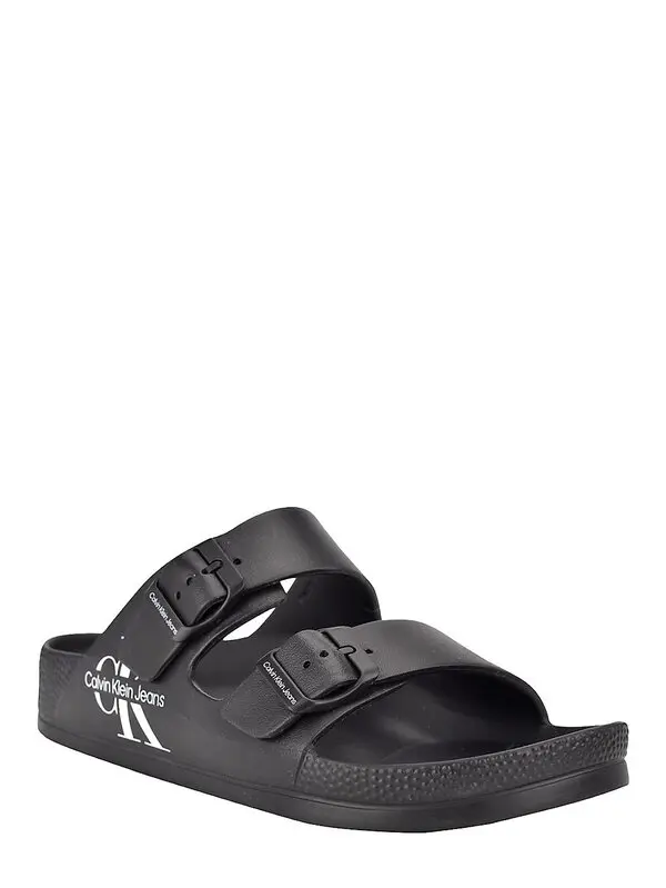 Calvin Klein Zion Double Strap Slide Sandal - Black