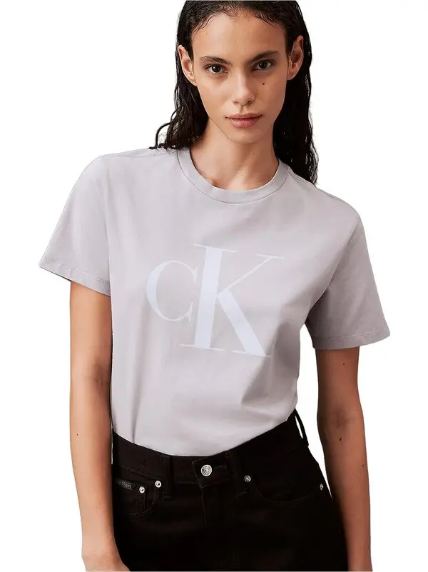 Calvin Klein Monogram Crewneck T-shirt - Silver Sconce
