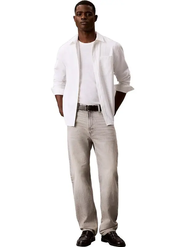 Calvin Klein Standard Straight Jeans With Monogram Logo - Gravel Rock