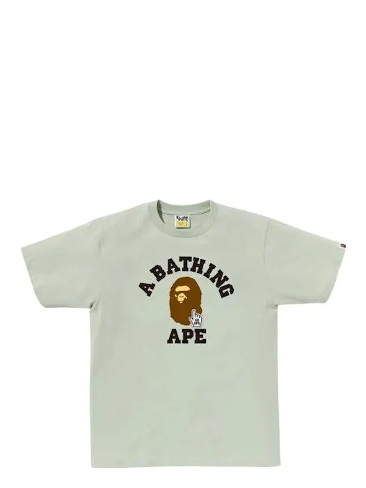 A BATHING APE Go Ape Pointer College Tee Shirt - Green