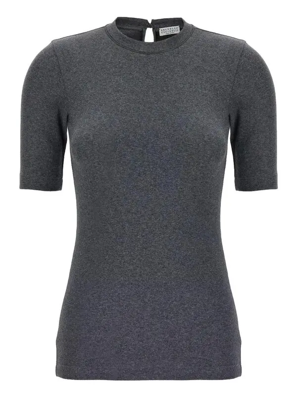 Brunello Cucinelli Monile Ribbed T-shirt - Grey