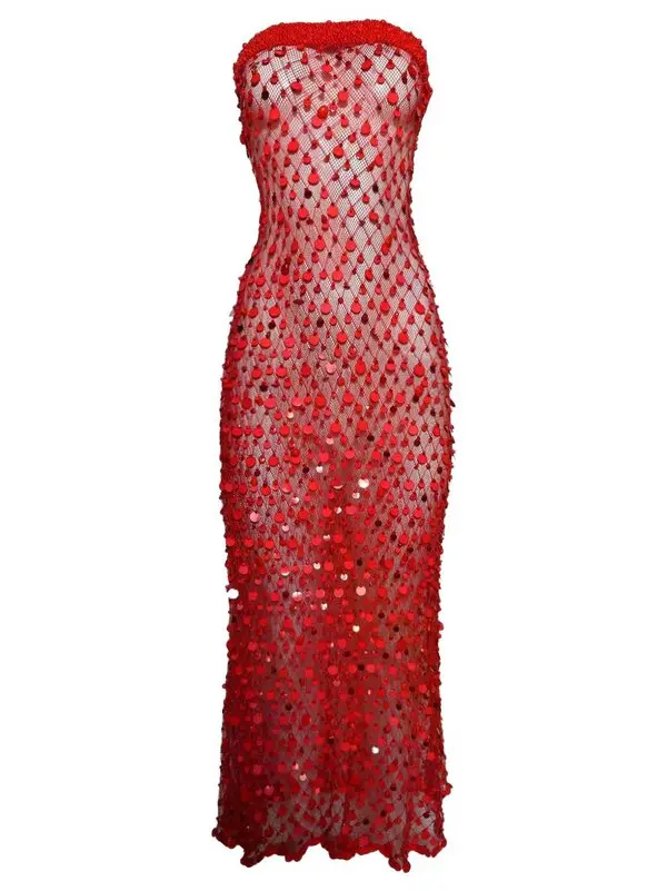 ROBERTA EINER Sequin-embellished Midi Dress - Red