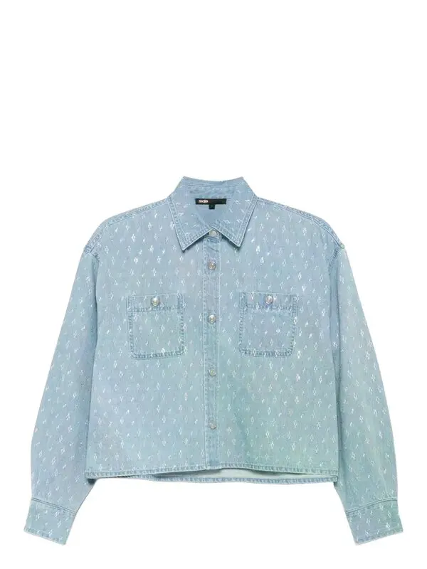Maje Rhinestone-embellished Denim Shirt - Blue