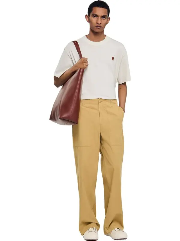 Sandro Wide-leg Cotton Trousers - Ocher Yellow