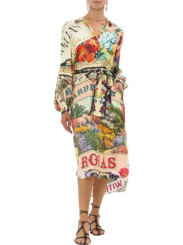 Camilla Printed High Low Midi Shirtdress - Aromatic Amor