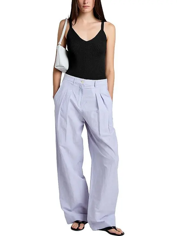 Proenza Schouler White Label The Eleanor Pant In Linen Shirting - Light Oxford Melange