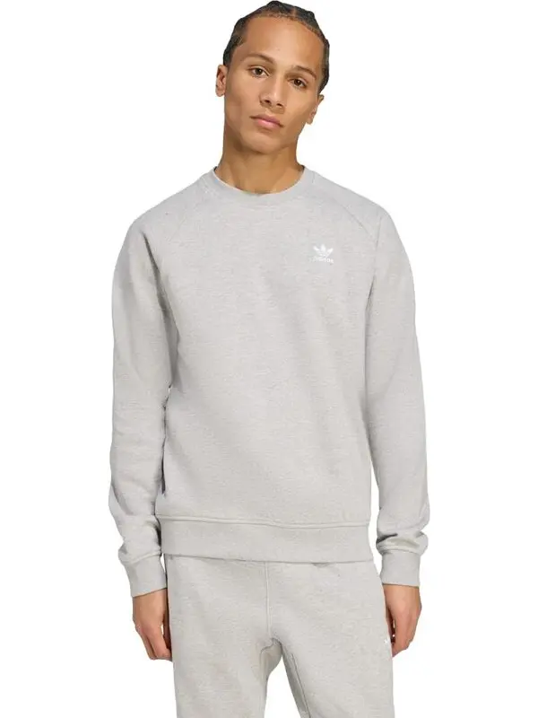 Adidas Trefoil Essentials Crew Sweatshirt - Medium Grey Heather / White