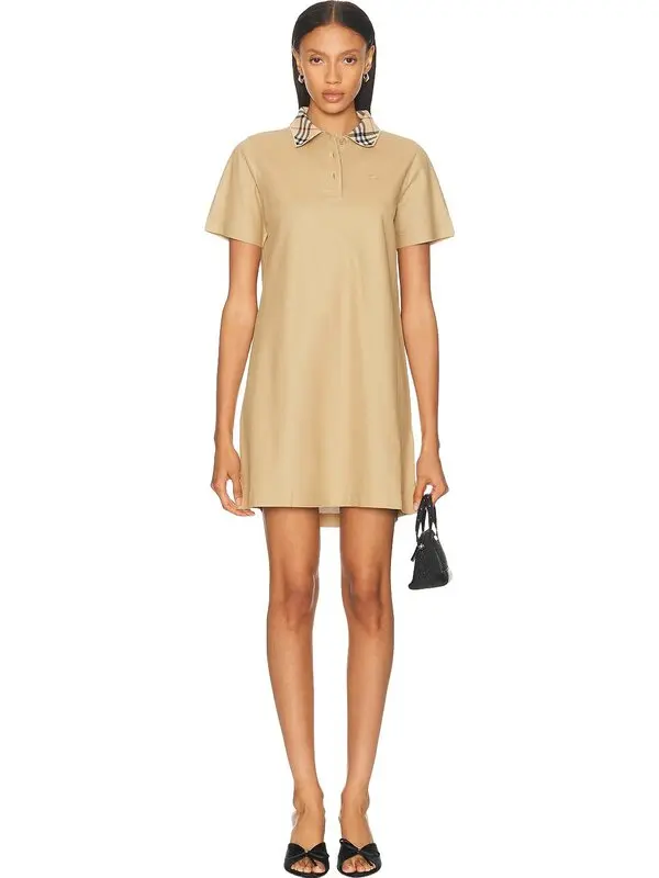 Burberry Short Sleeve Polo Dress - Flax
