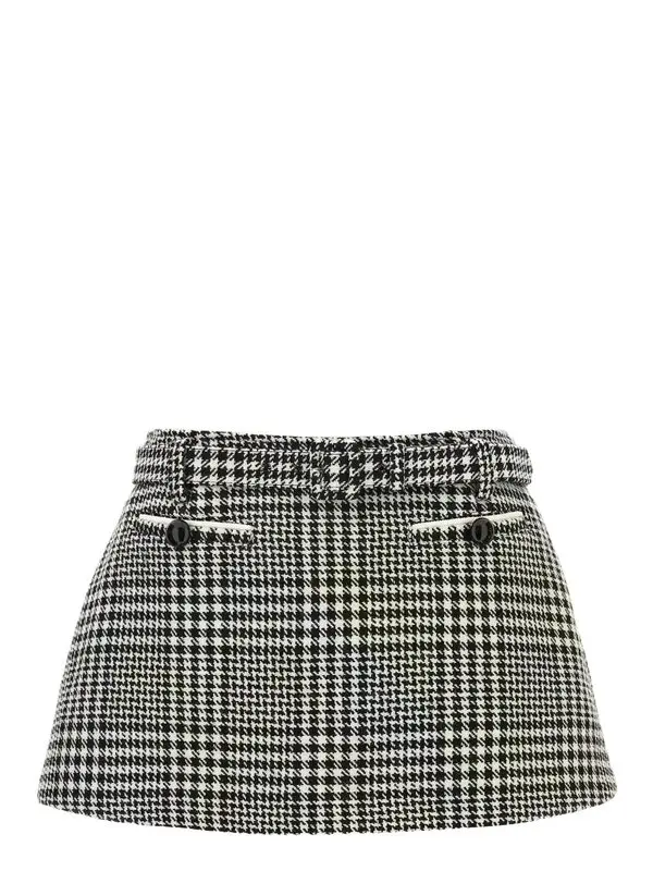 SELF-PORTRAIT Houndstooth Bouclé Wool Skort - Black