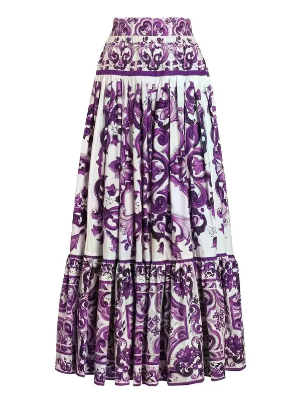 Dolce & Gabbana Majolica-print Maxi Skirt - Purple
