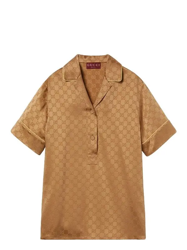 Gucci Gg Satin Shirt - Brown