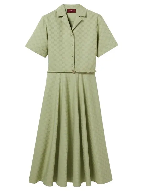 Gucci Gg Gabardine Midi Dress - Reseda