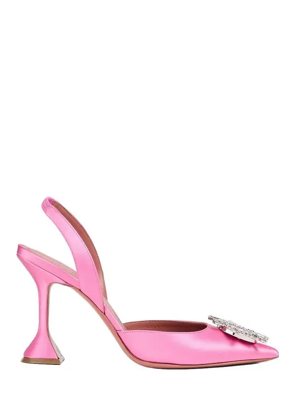 Amina Muaddi Begum 95 Crystal-embellished Slingback Pumps - Baby Pink