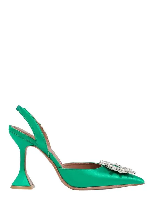 Amina Muaddi Begum 95 Crystal-embellished Slingback Pumps - Emerald
