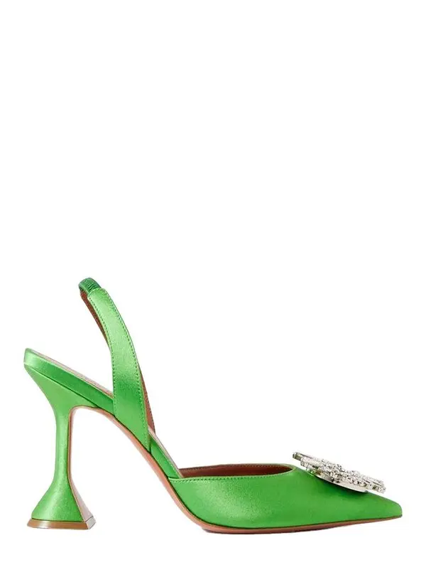 Amina Muaddi Begum 95 Crystal-embellished Slingback Pumps - Green