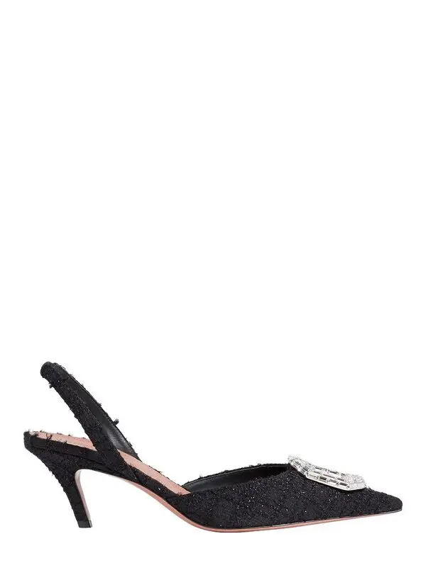 Amina Muaddi Camelia 60 Crystal-embellished Slingback Pumps - Black