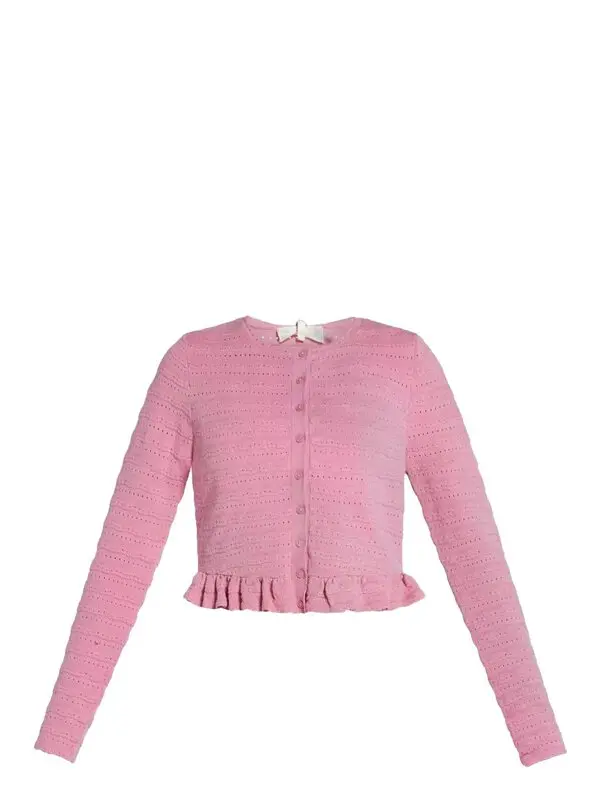 LoveShackFancy Ruffled-hem Cardigan - Pink