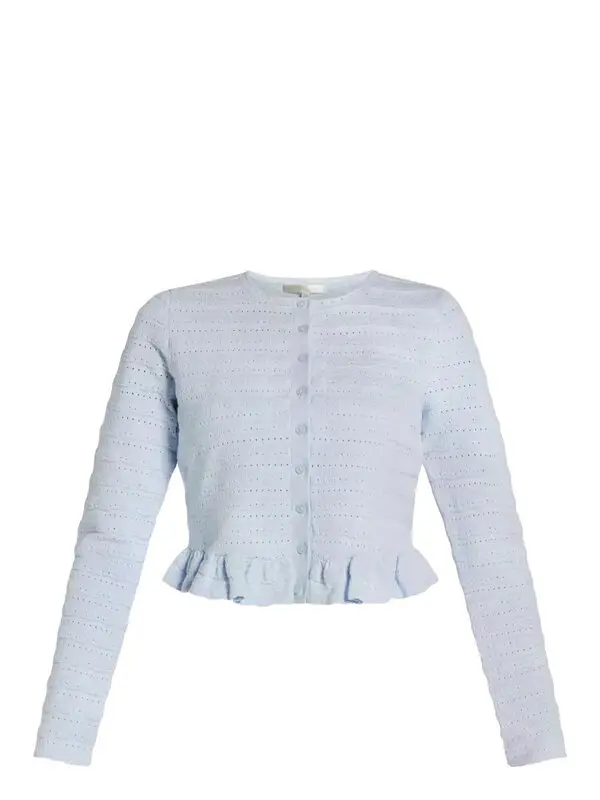 LoveShackFancy Rogan Cropped Cardigan - Blue