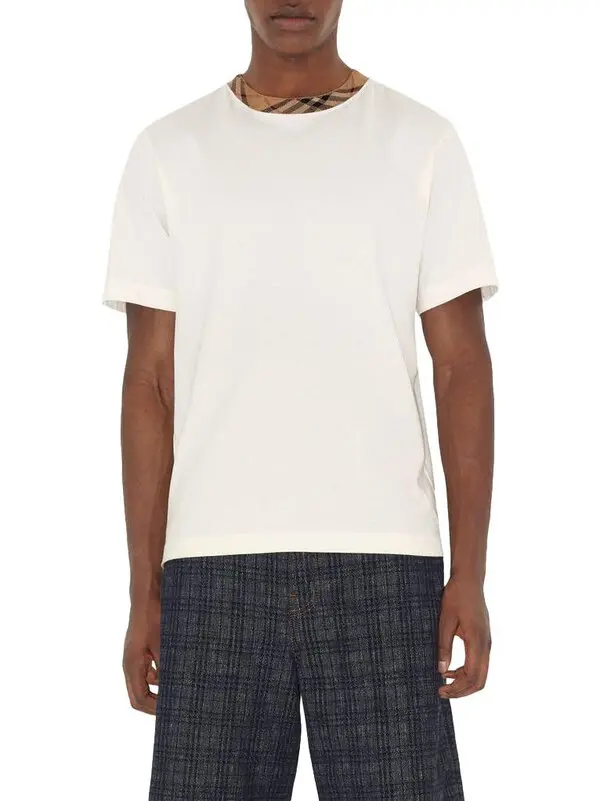 Burberry Check Trim T-shirt - Chalk