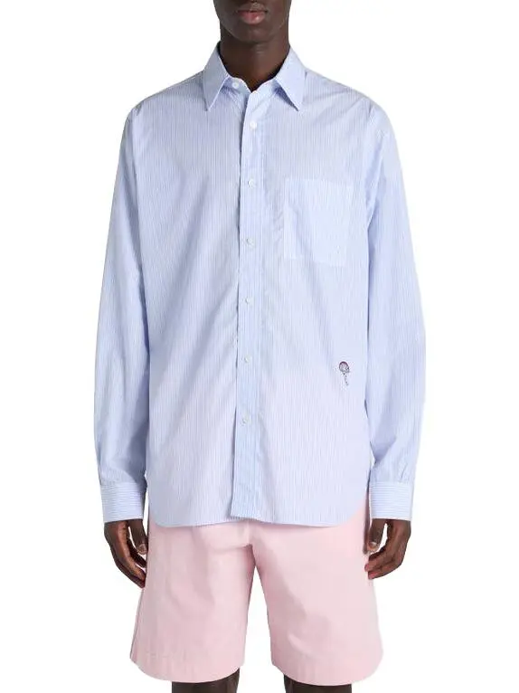 Bottega Veneta Stripe Cotton Poplin Button-up Shirt - 9006 White/ Blue