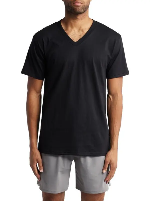 Nordstrom 4-pack Regular Fit Supima® Cotton V-neck T-shirts - Black