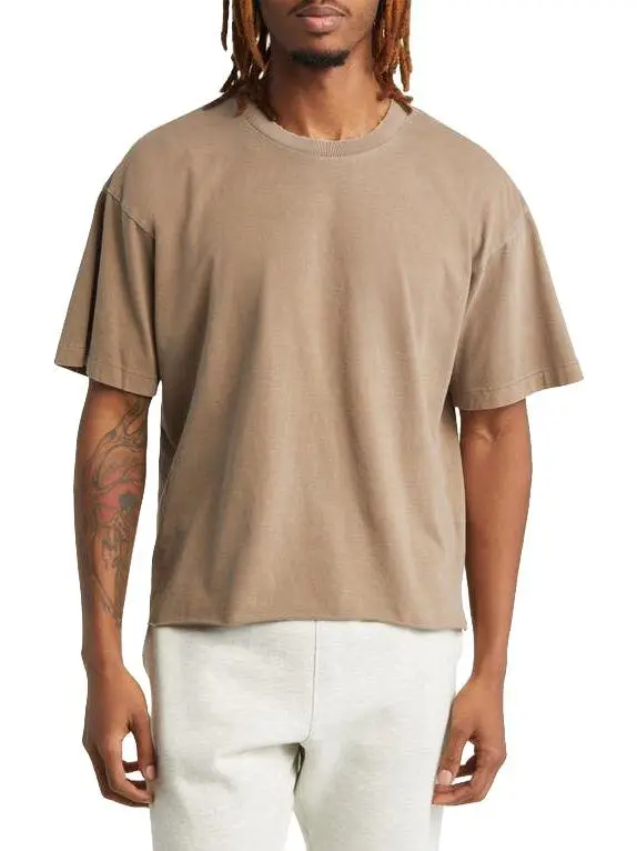 ELWOOD Core Oversize Crop Cotton T-shirt - Brown