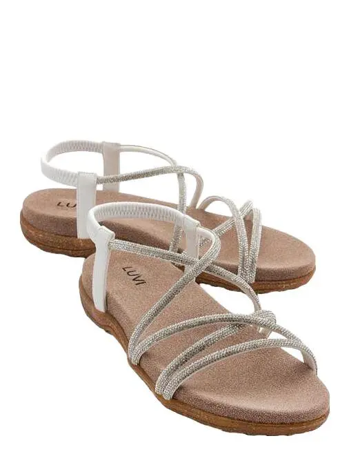 PROLOGUE SHOES Ever Embellished Sandals - White Faux Leather