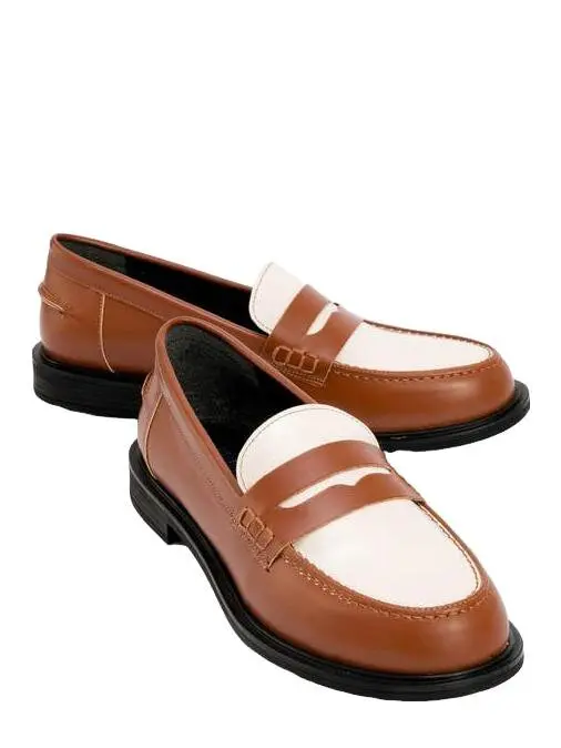 PROLOGUE SHOES Choos Loafers - Cognac Brown Faux Leather