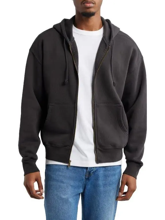 ELWOOD Oversized Terry Full Zip Hoodie - Vintage Black