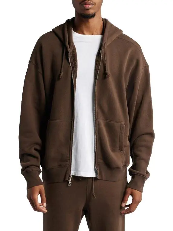 ELWOOD Oversized Terry Full Zip Hoodie - Vintage Chocolate