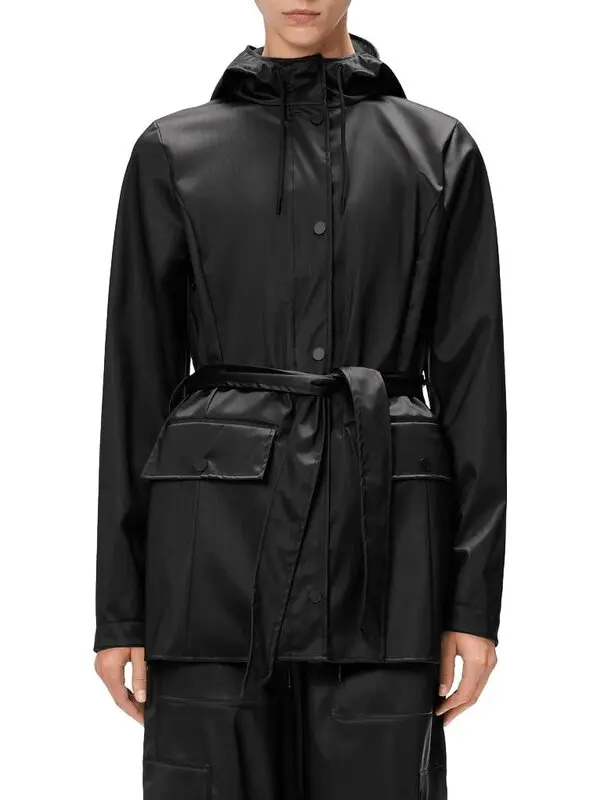 Rains Curve Waterproof Rain Jacket - Black Grain