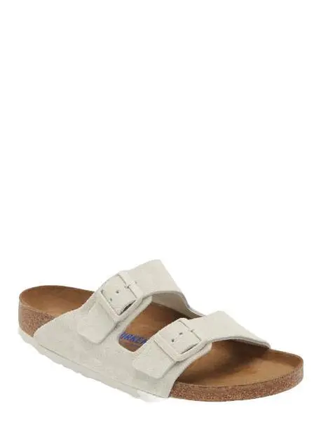 BIRKENSTOCK Arizona Soft Slide Sandal - Antique White Suede