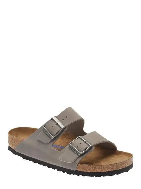 BIRKENSTOCK Arizona Soft Slide Sandal - Iron Oiled Leather
