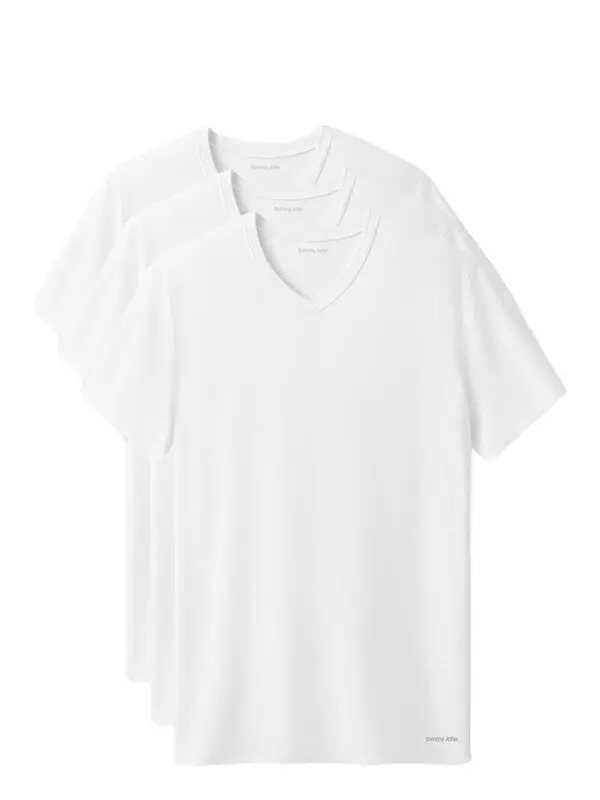 Tommy John 3-pack Second Skin Stay Tucked V-neck Undershirts - White