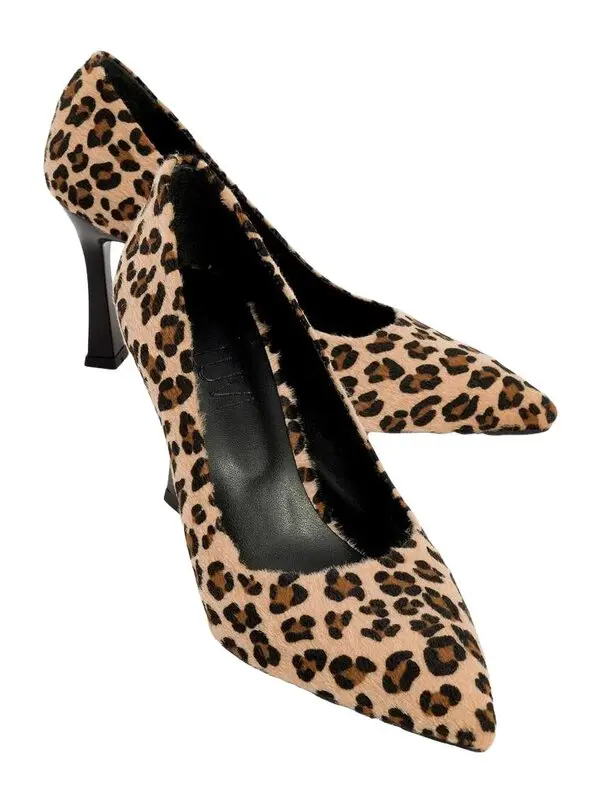 PROLOGUE SHOES Pointed Toe Stiletto Pumps - Leopard Faux Leather
