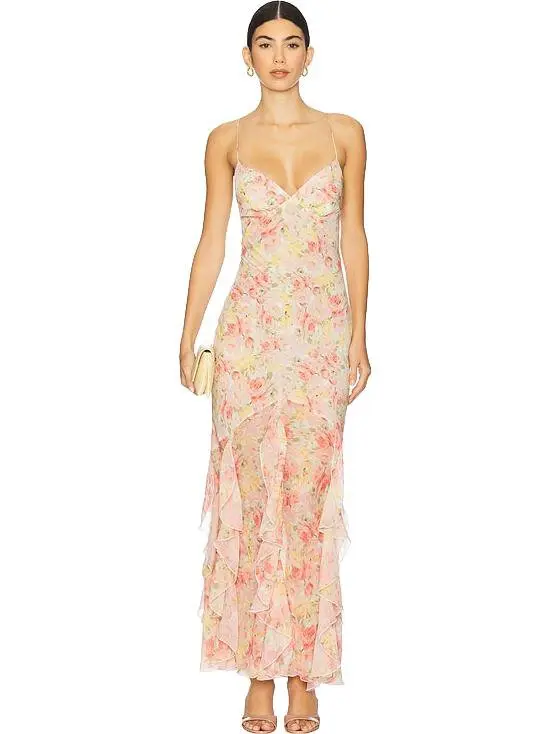 For Love & Lemons Elea Maxi Dress - Peach
